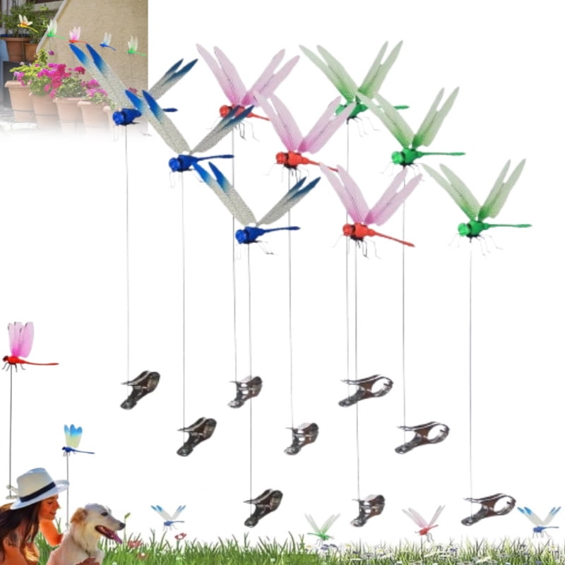 Dragon Fly Clips for Bugs Repellent, 3D Dragonfly Garden Stakes Decor ...