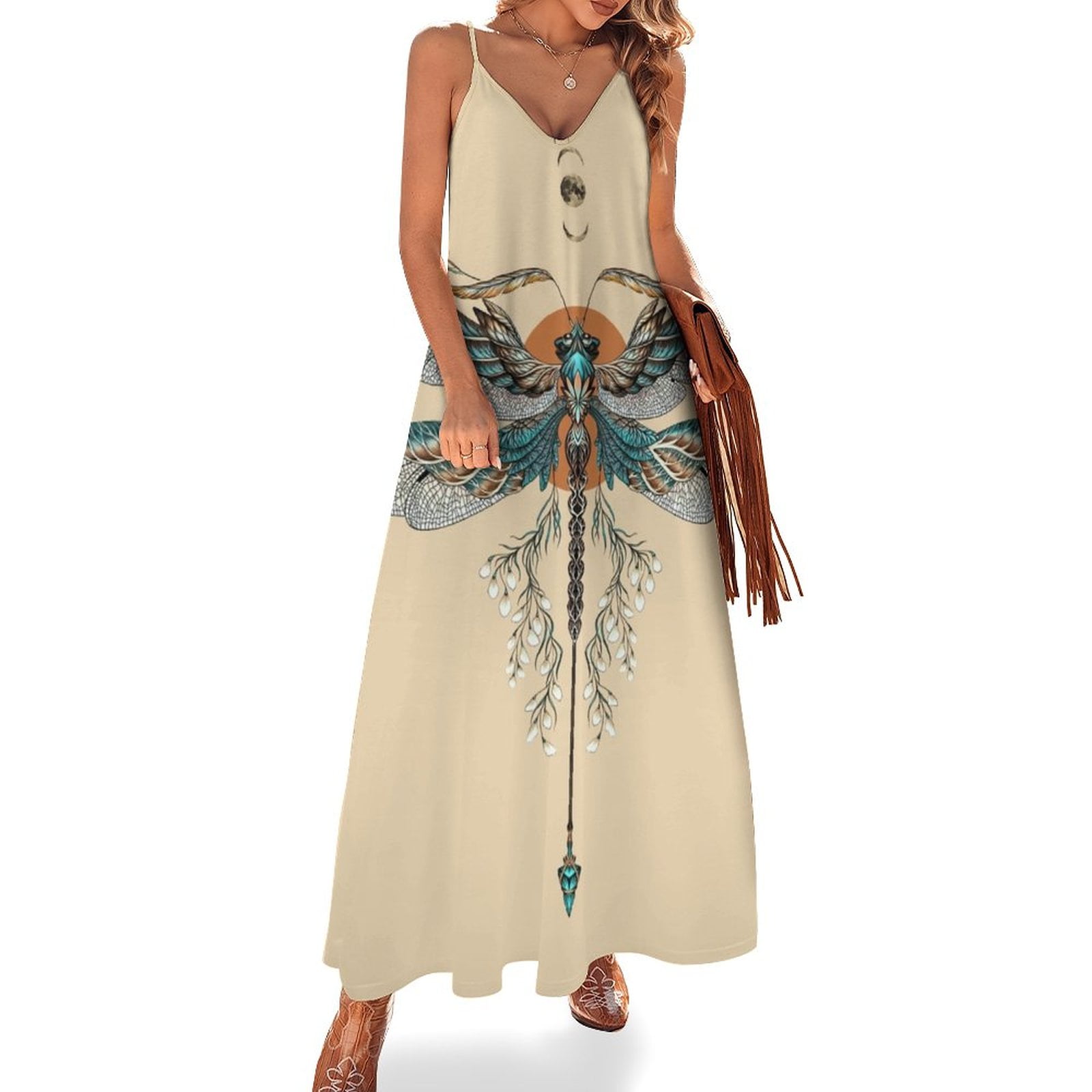 Dragon Fly Tattoo Sleeveless Dress Women dresses summer Long dress ...