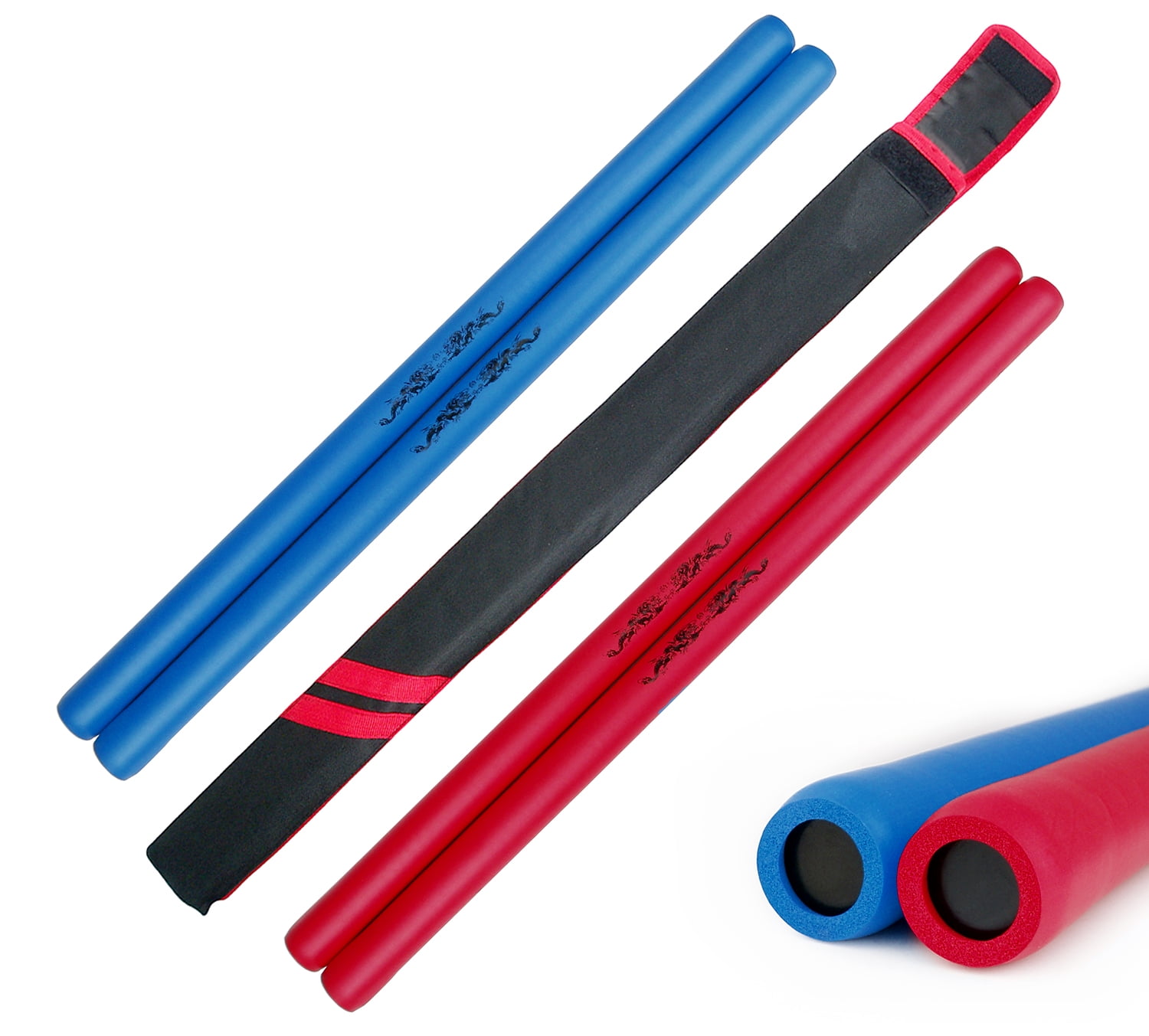 Dragon Foam Padded Escrima Sticks 26" Pair Kali Arnis Red Blue add ...
