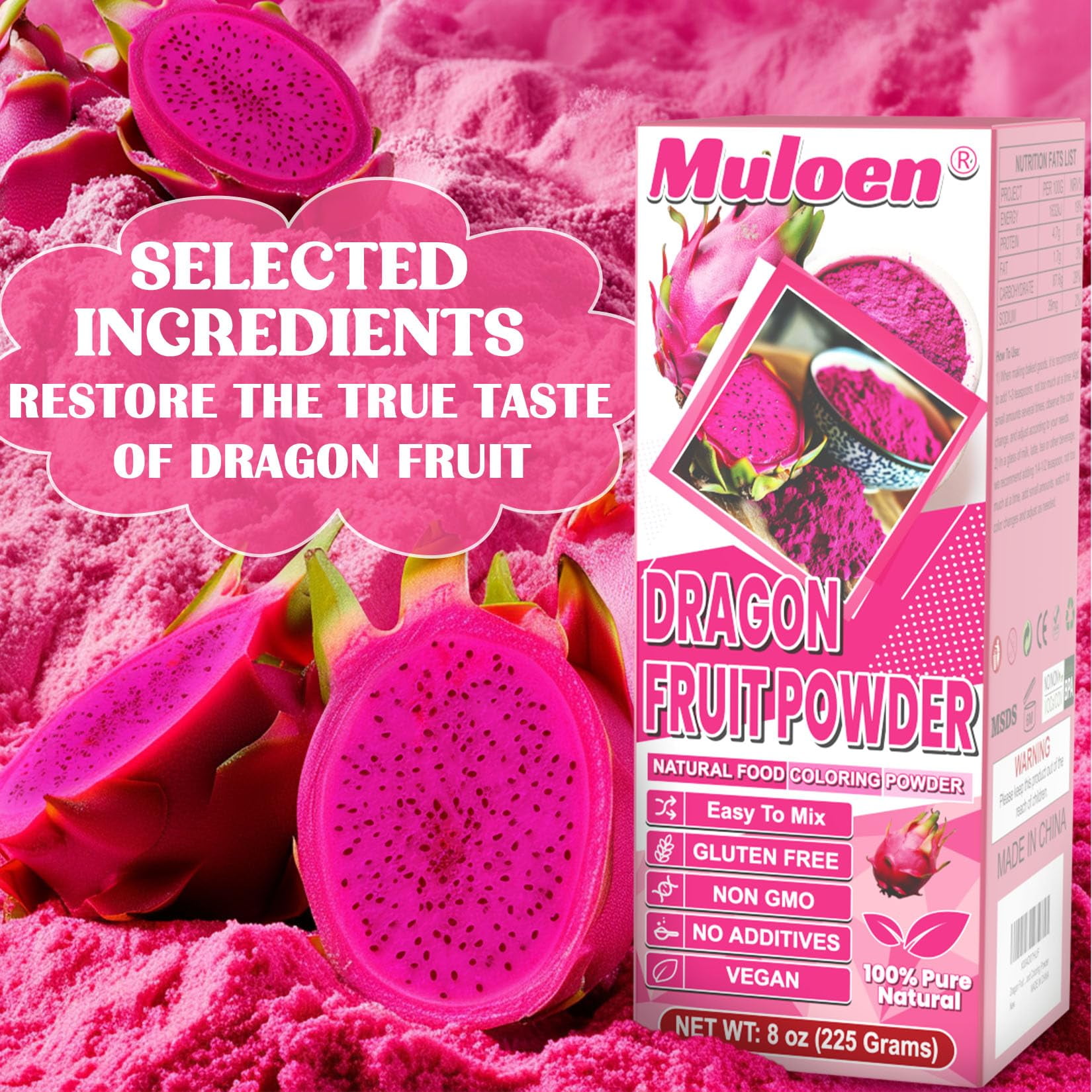 Dragon Fruit Powder TWE5 - 8 oz Natural Fruit Powder, Pink Food ...
