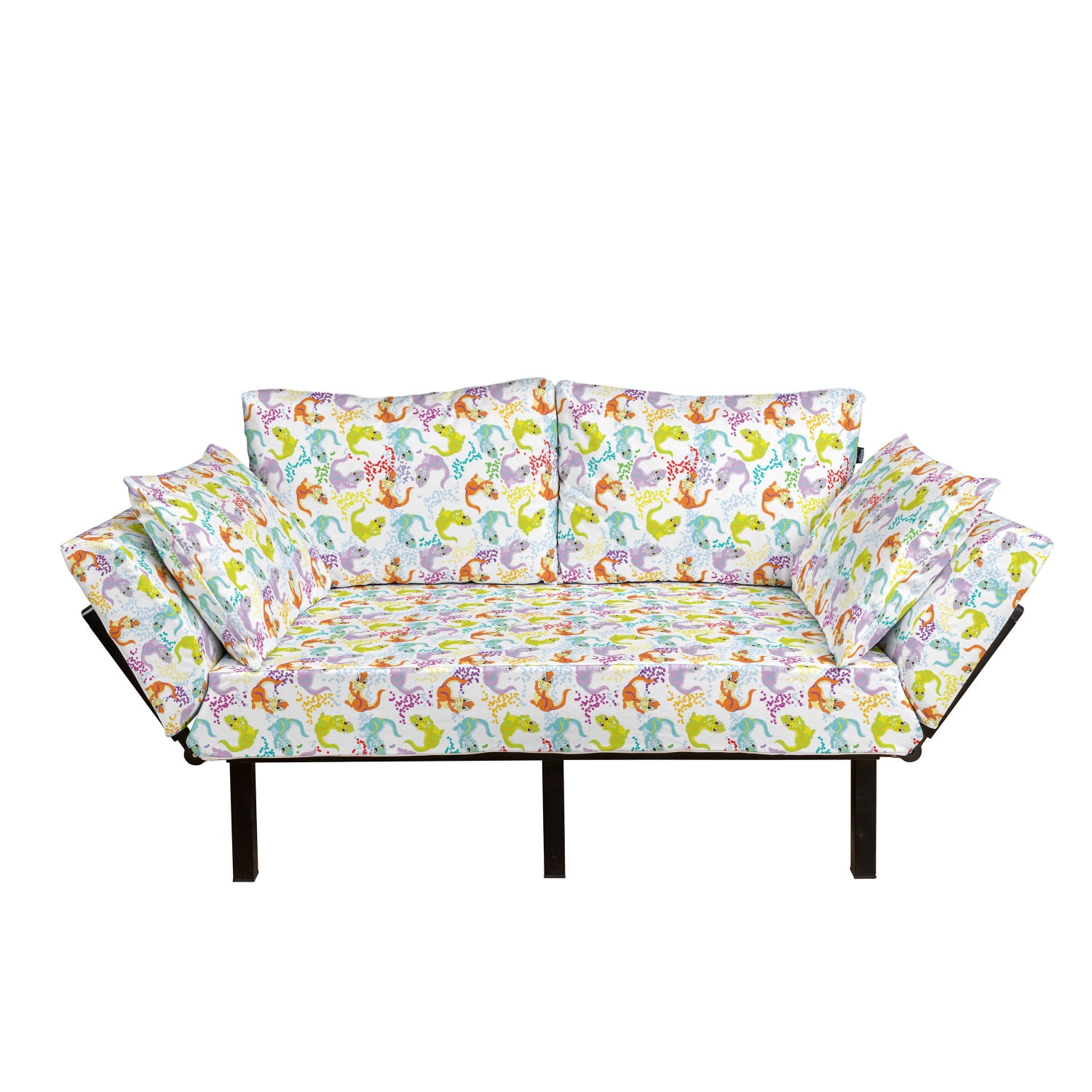 Dragon Futon Couch, Happy Friendly Dragons Cartoon Characters Waving ...