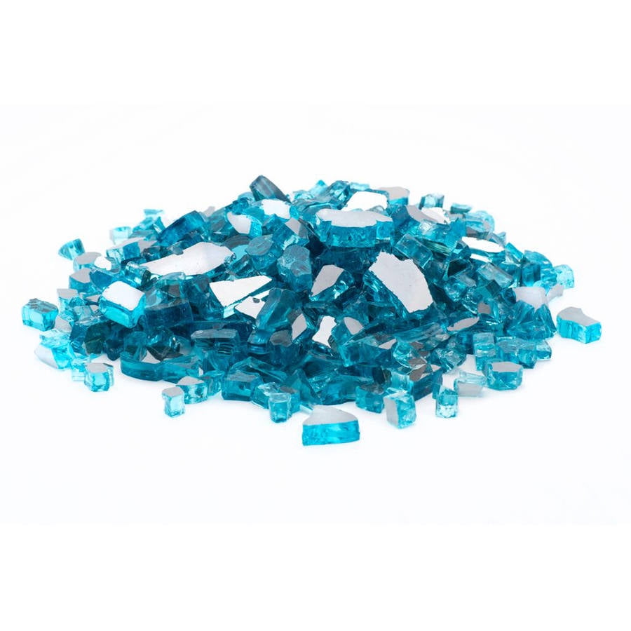 Dragon Glass 10 lb Caribbean Blue Reflective Tempered Fire Glass, 1/4 ...