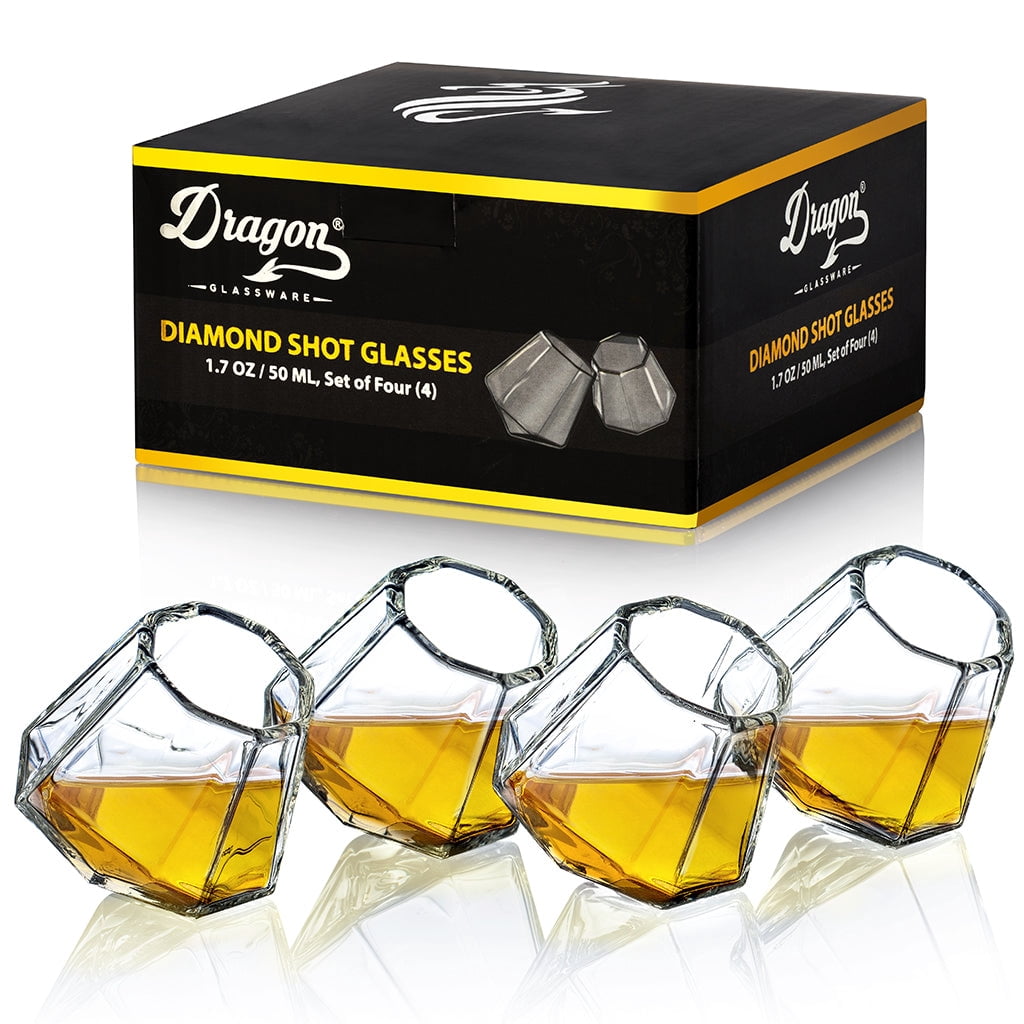 Dragon Glassware 2 oz Diamond Shot Glasses Clear Set of 4 - Walmart.com