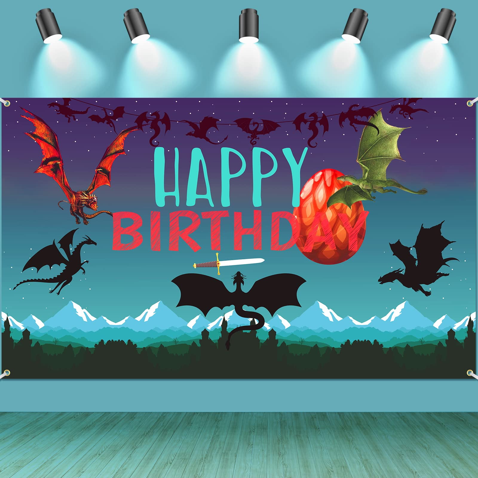 Dragon Happy CM31 Banner Decorations Dragon Theme Party Banner Backdrop ...
