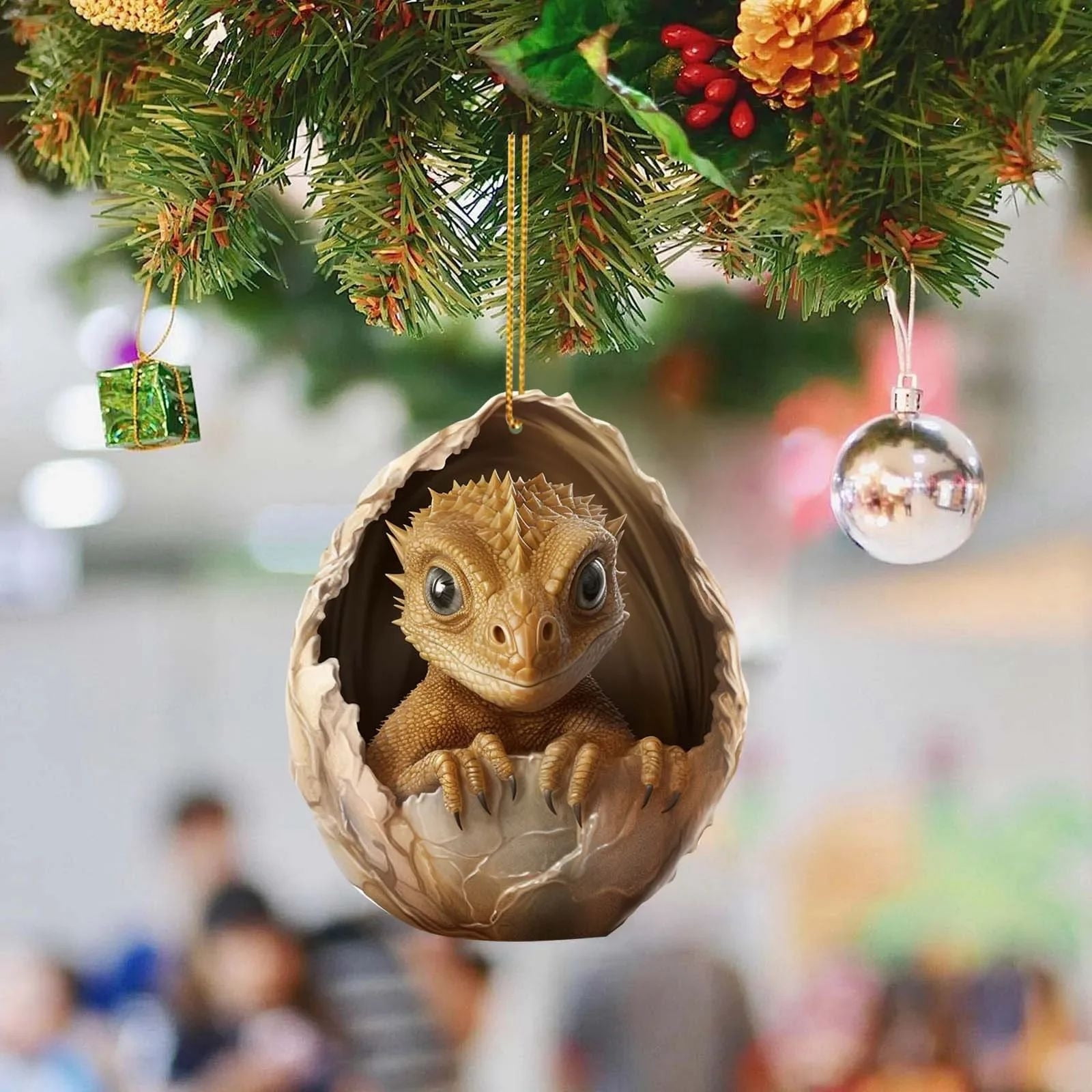 Dragon Hatching Christmas Ornament - 2D Fantasy Collectible,Cracked Egg ...