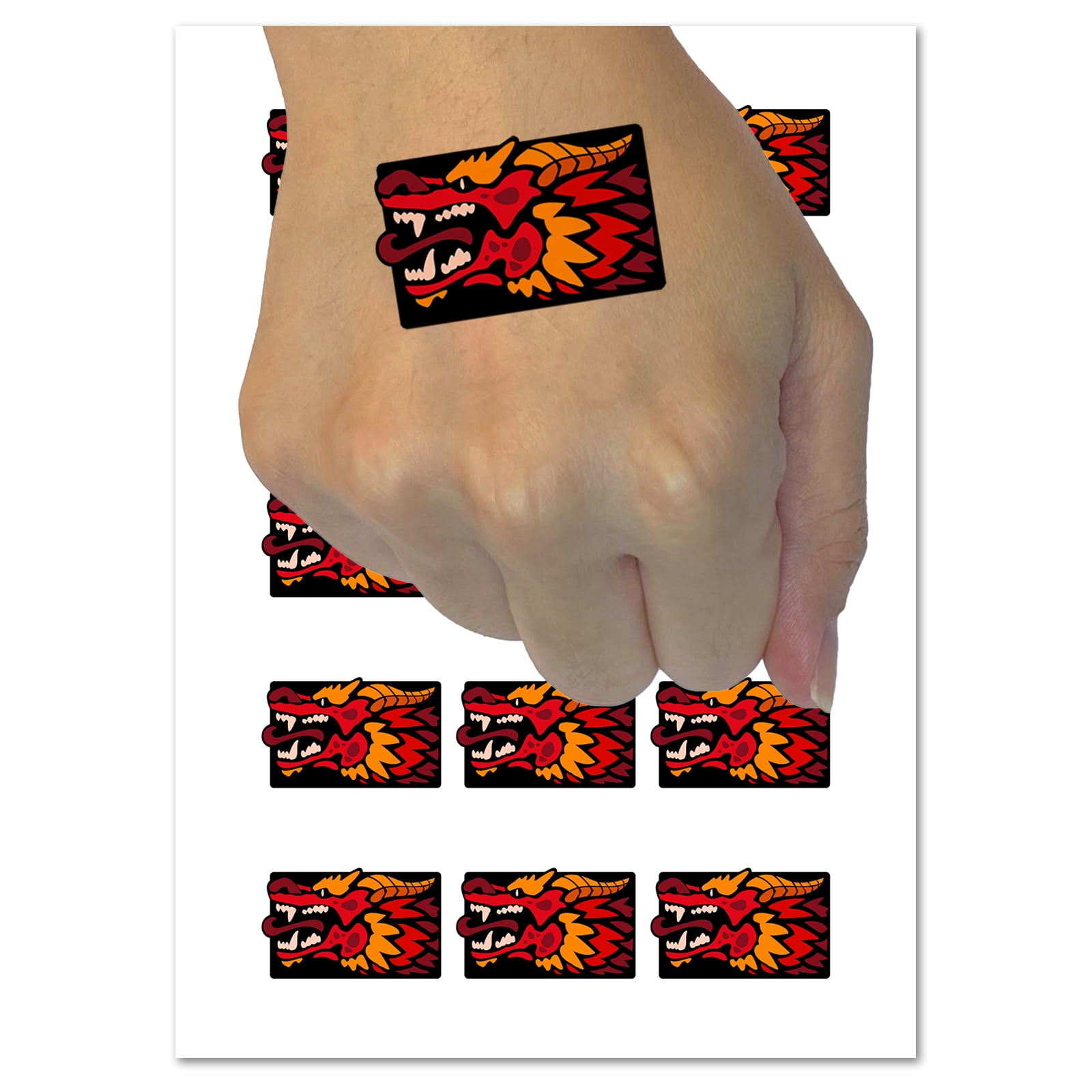 Dragon Head Side View with Tongue Out Water Resistant Temporary Tattoo ...