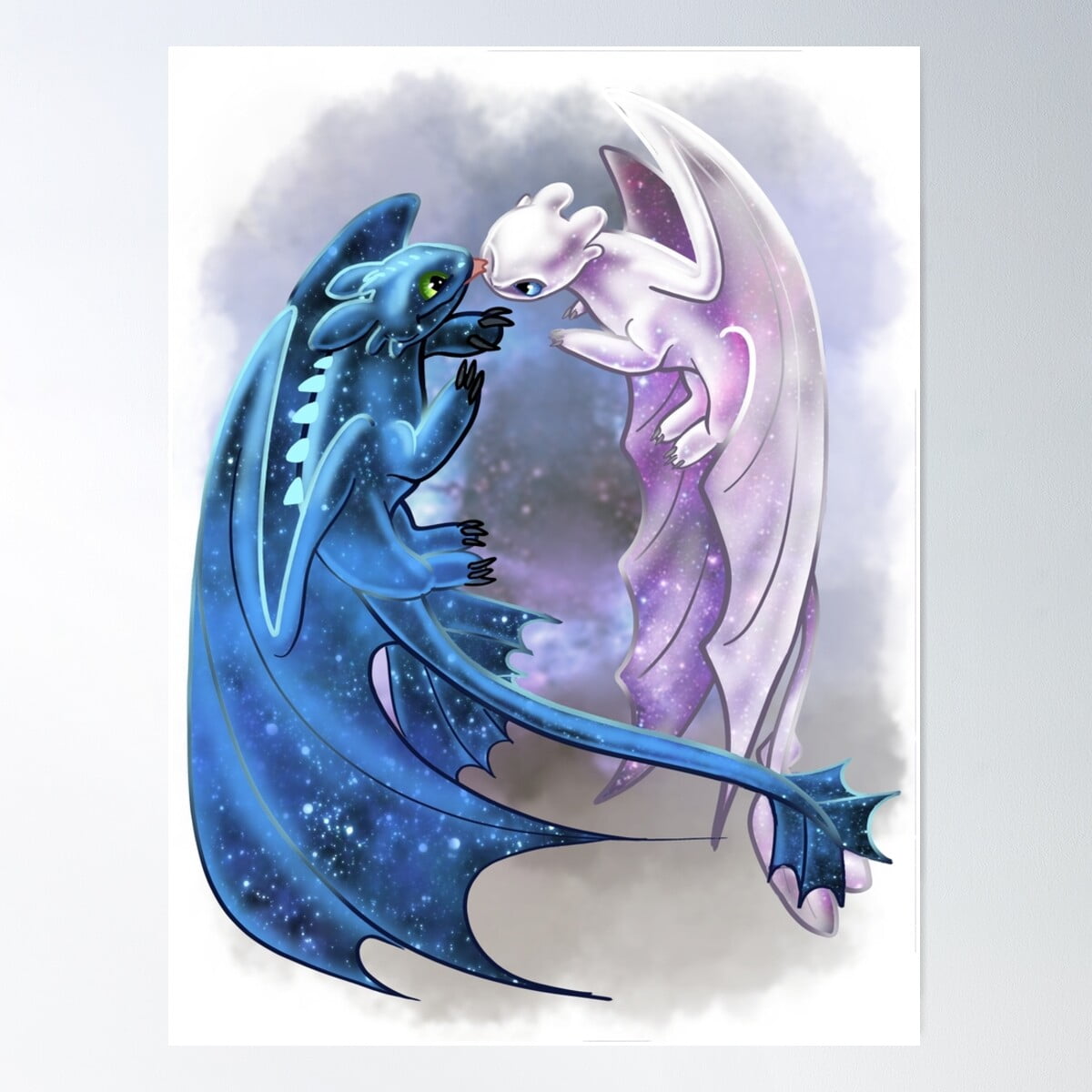 Dragon Heart - Starry Dragons - Toothless And Light Fury Poster Wall ...