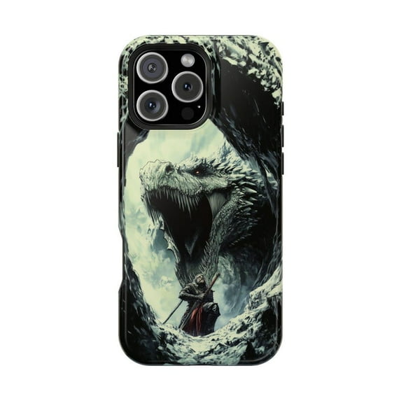 Dragon Hunter Mystic Cave Fantasy Warrior Illustration for iPhone 17 16 ...