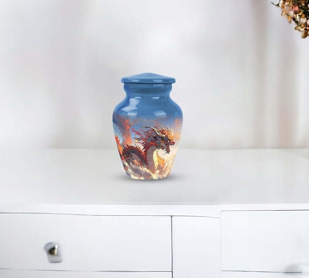 Dragon In Sunset Urn,Memorial Urn for Human Ashes,Decorative Keepsake ...
