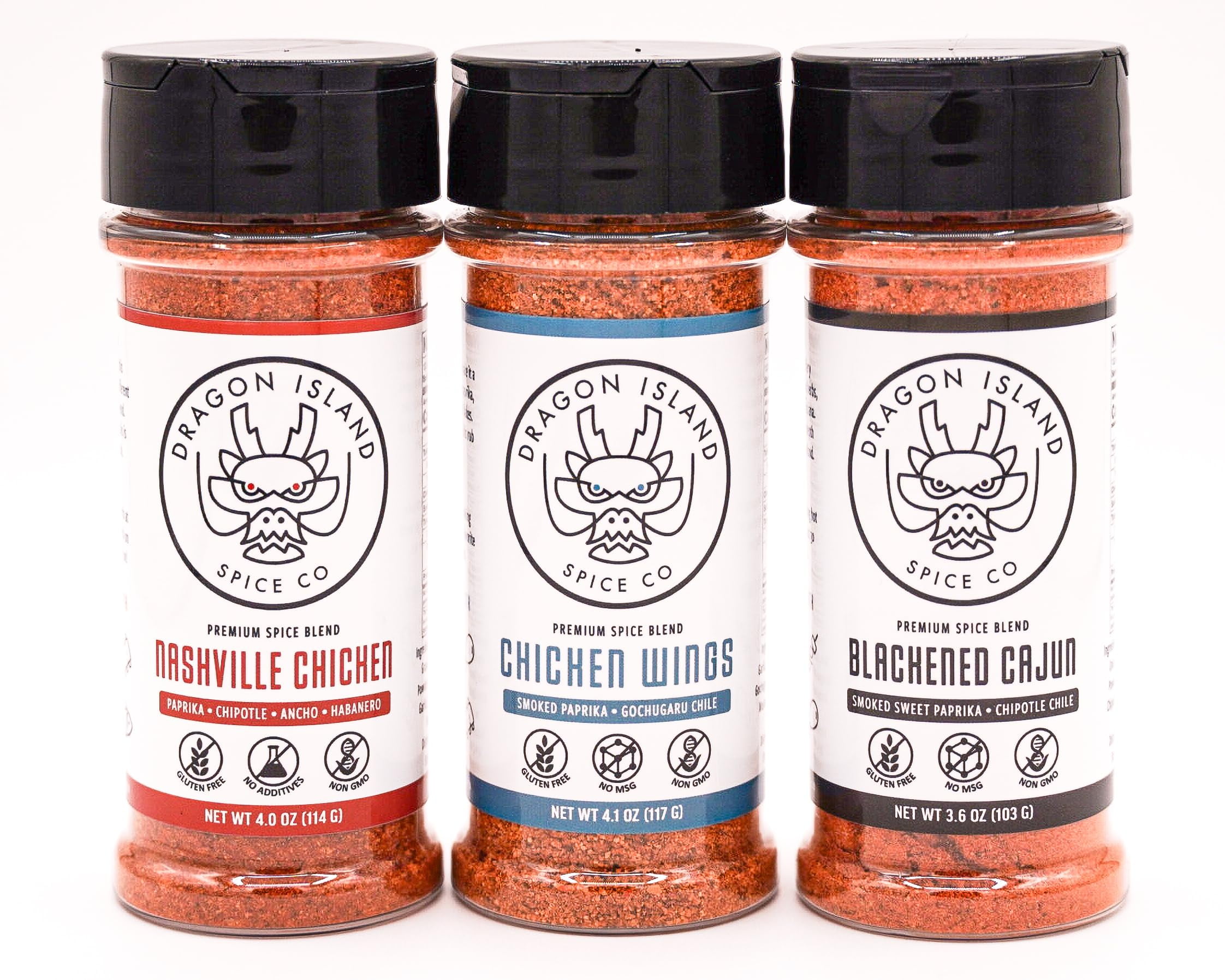 Dragon Island Spice Company BDF32 - Cajun Wings Spice Set | Seasoning Gift Pack - Blackened ...