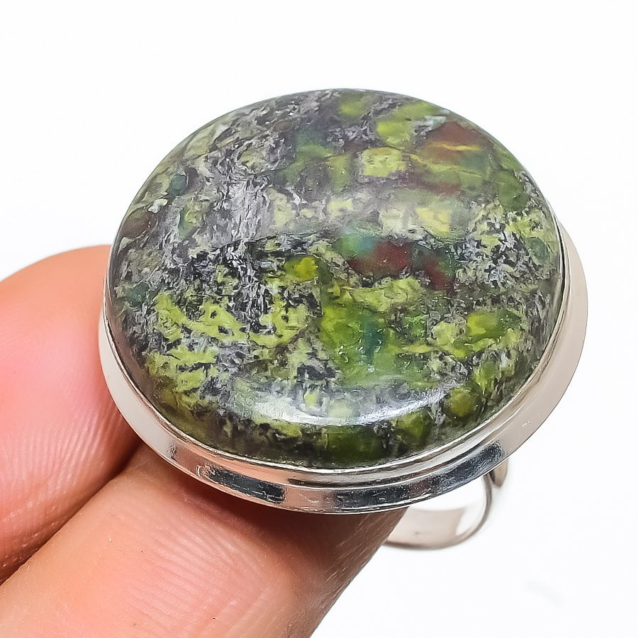 Dragon Jasper Gemstone Handmade 925 Sterling Silver Jewelry Ring Size 8 ...
