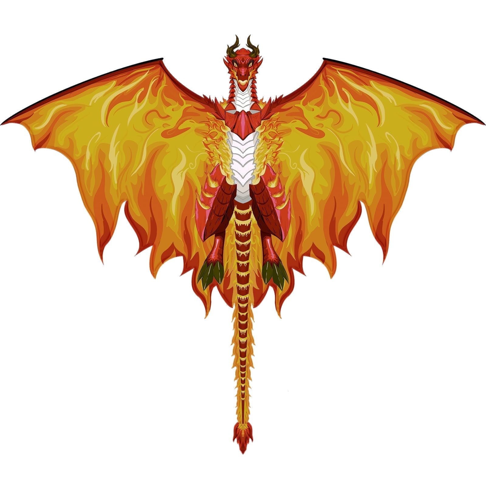 Crogift Red Fiery Dragon Kite, Large Nylon Kite with Fiberglass Frame ...
