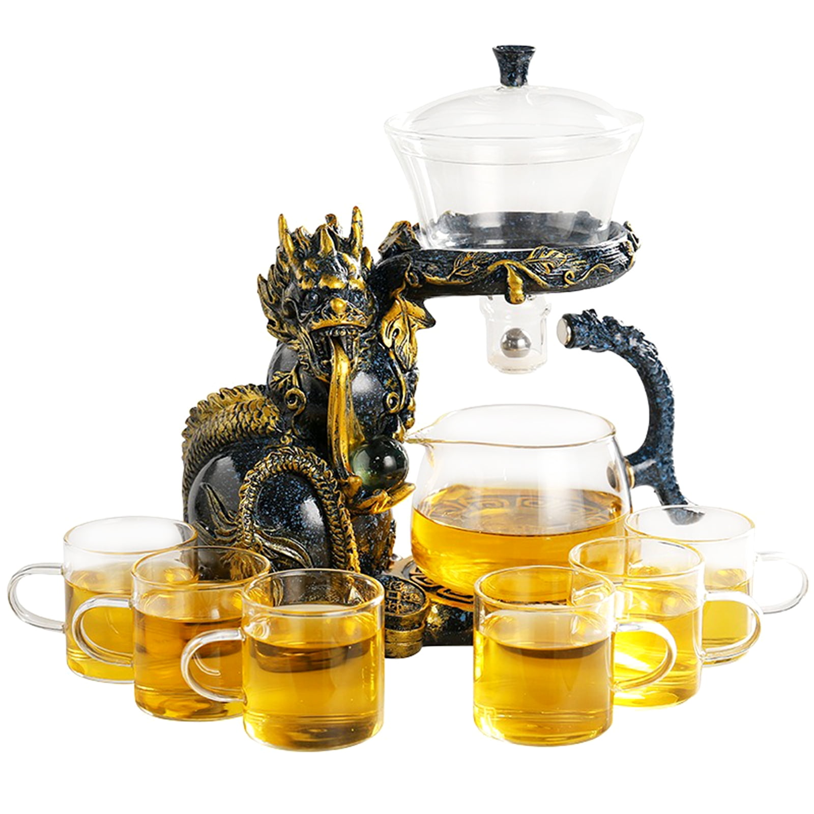 Dragon Lazy Kungfu Glass Tea Set, Heat Resistant Semi Automatic Glass ...