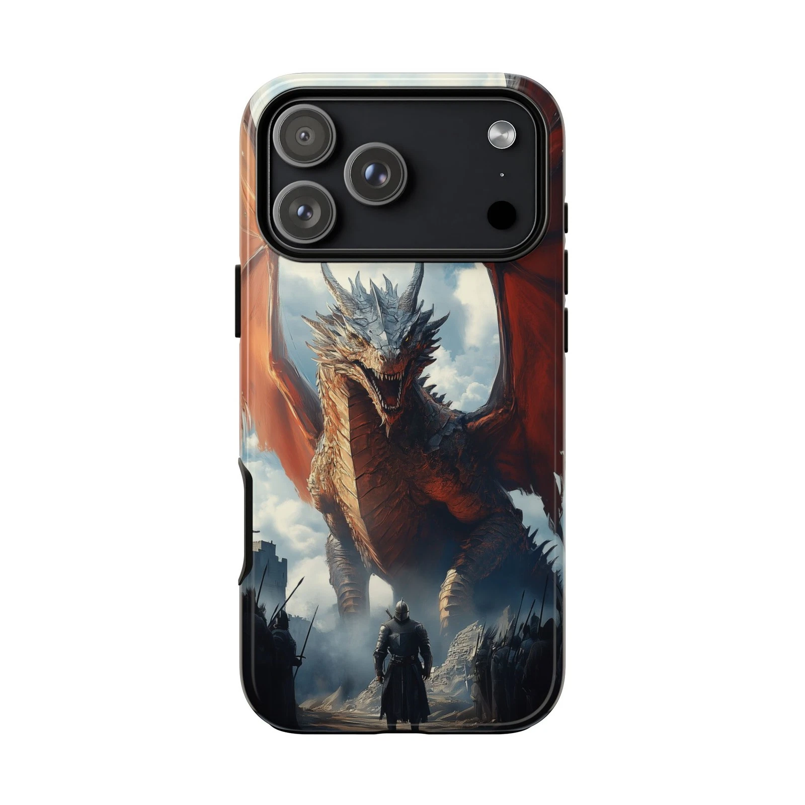 Dragon Medieval Knight Battle Scene Case for iPhone 11-17 Pro Max ...