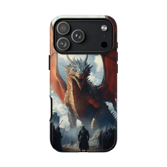 Dragon Medieval Knight Battle Scene Case for iPhone 11-17 Pro Max ...