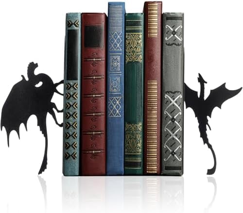 Dragon Metal Bookends Set of 2 Styles Gothic Book Ends for Shelves ...