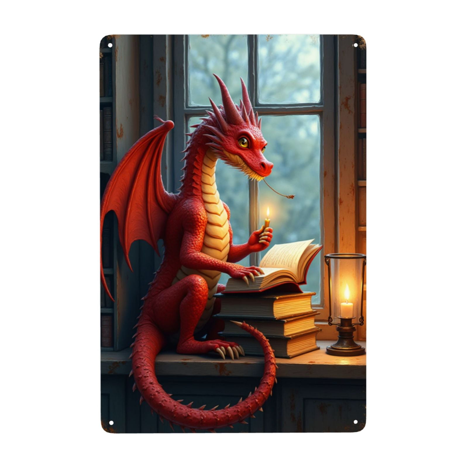 Dragon Metal Sign Funny Dragon Reading Vintage Tin Sign That's What I ...
