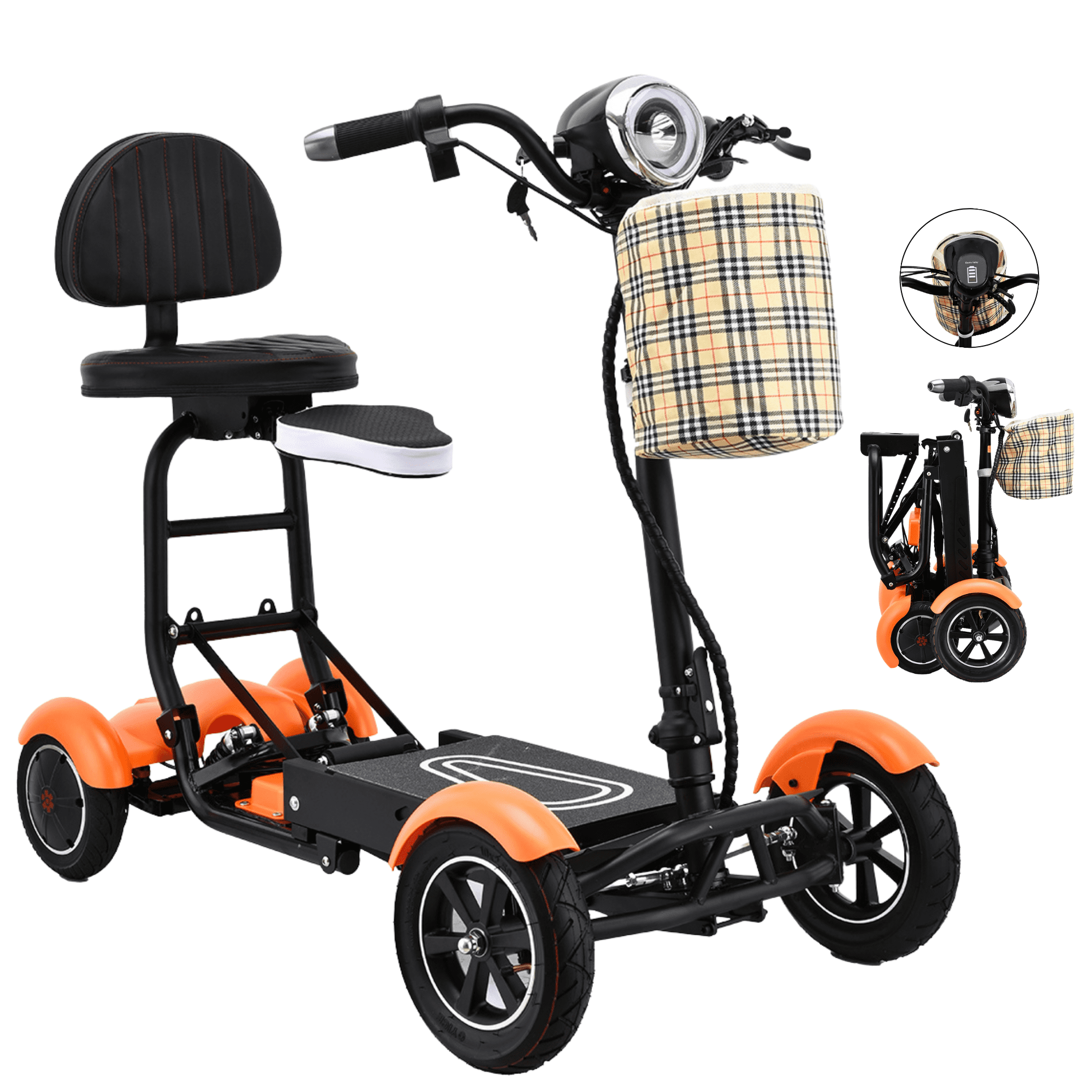 Bangera Foldable & Portable 4-Wheel Electric Mobility Scooter with LED ...
