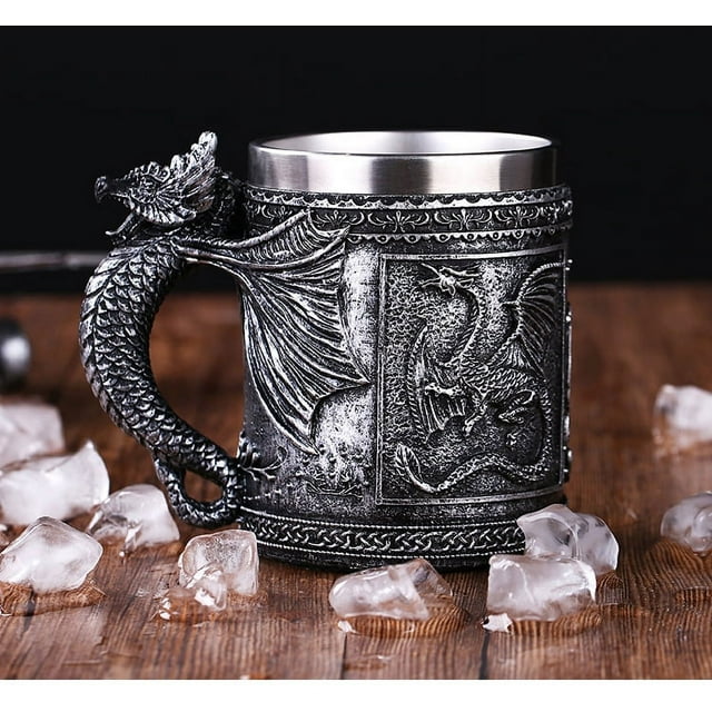 Dragon Mug Beer Tankard, Stainless Steel, 3D Stainless Steel Liner with ...
