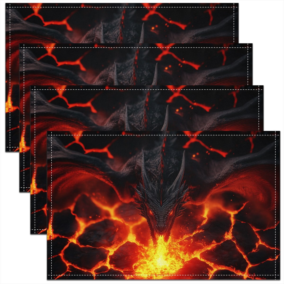Dragon Mystic Placemats for Dining Table,Natural Disaster Volcano ...