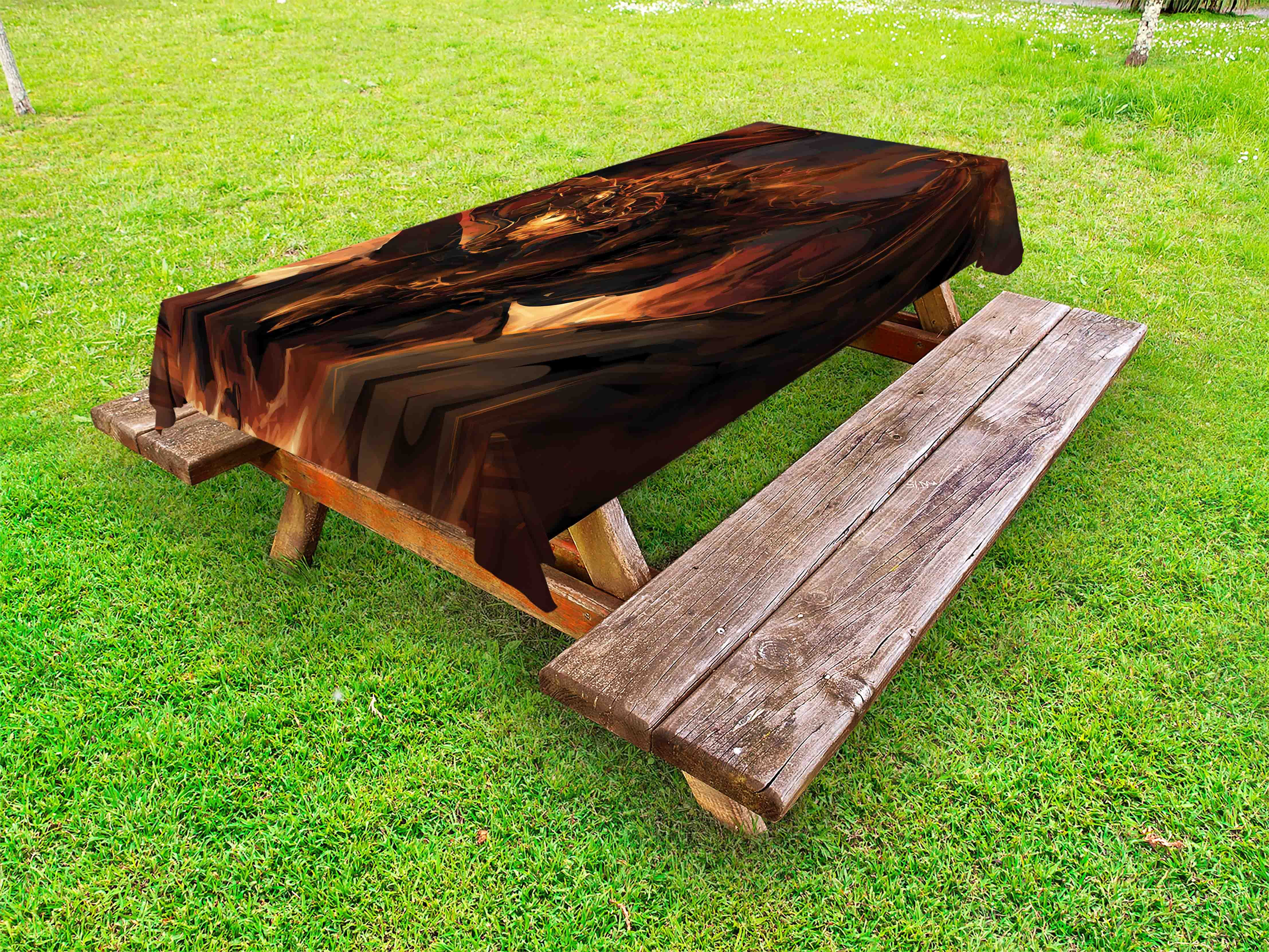 Dragon Outdoor Tablecloth, Demonic Angry Molten Dragon with Horns ...