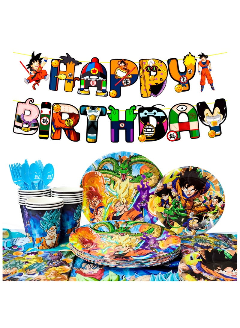 Dragon Party Disposable Tableware for 16 Guests, 128pcs Dragon Cartoon ...