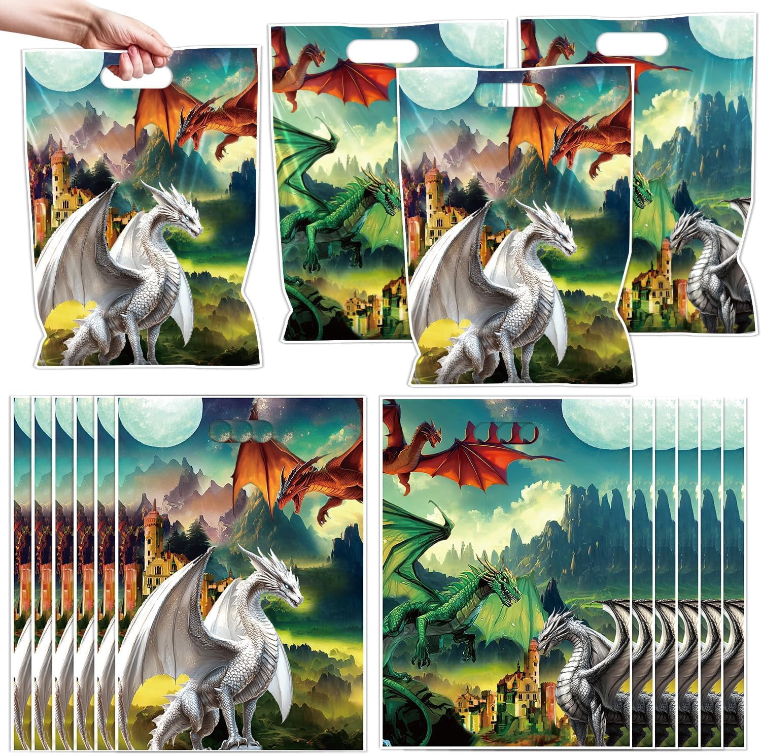 Dragon Party Favors Bags - 50 Pcs Dragon Birthday Party Decorations ...
