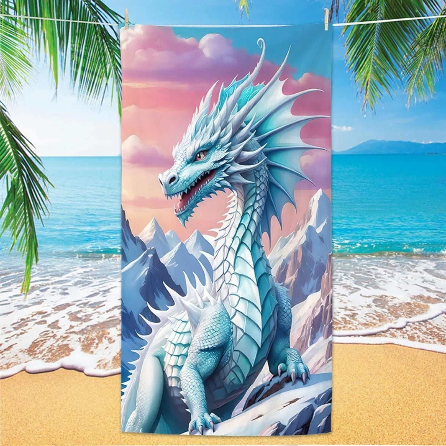Dragon Pattern Beach Towel, Digital Printing Thin Quick-Dry Anti-Sand ...