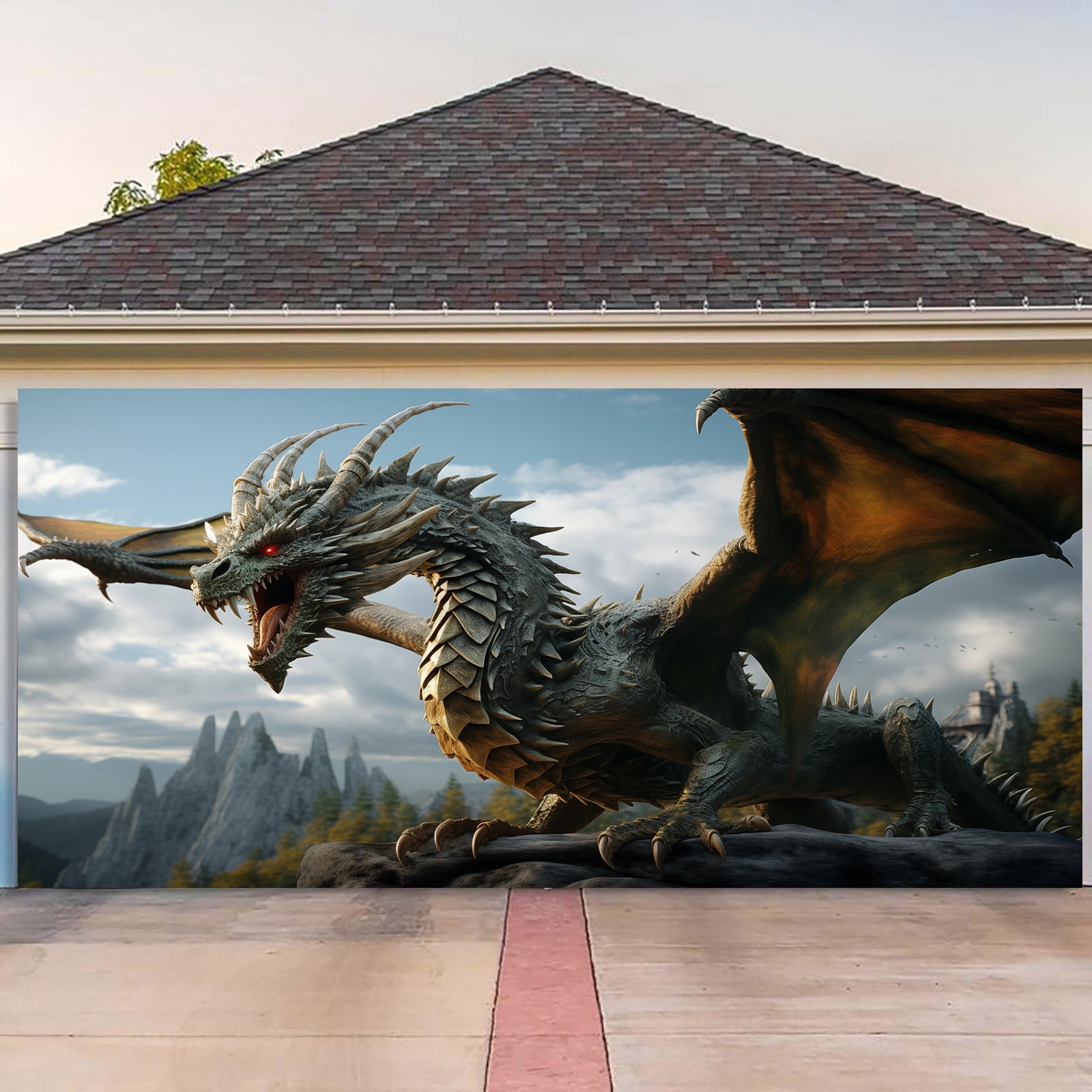 Dragon Pattern Garage Decoration Dragon Garage Background Decoration ...