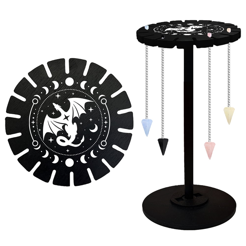 Dragon Pendulum Holder Moon Phase Display Shelf Wooden Pendulum Display ...