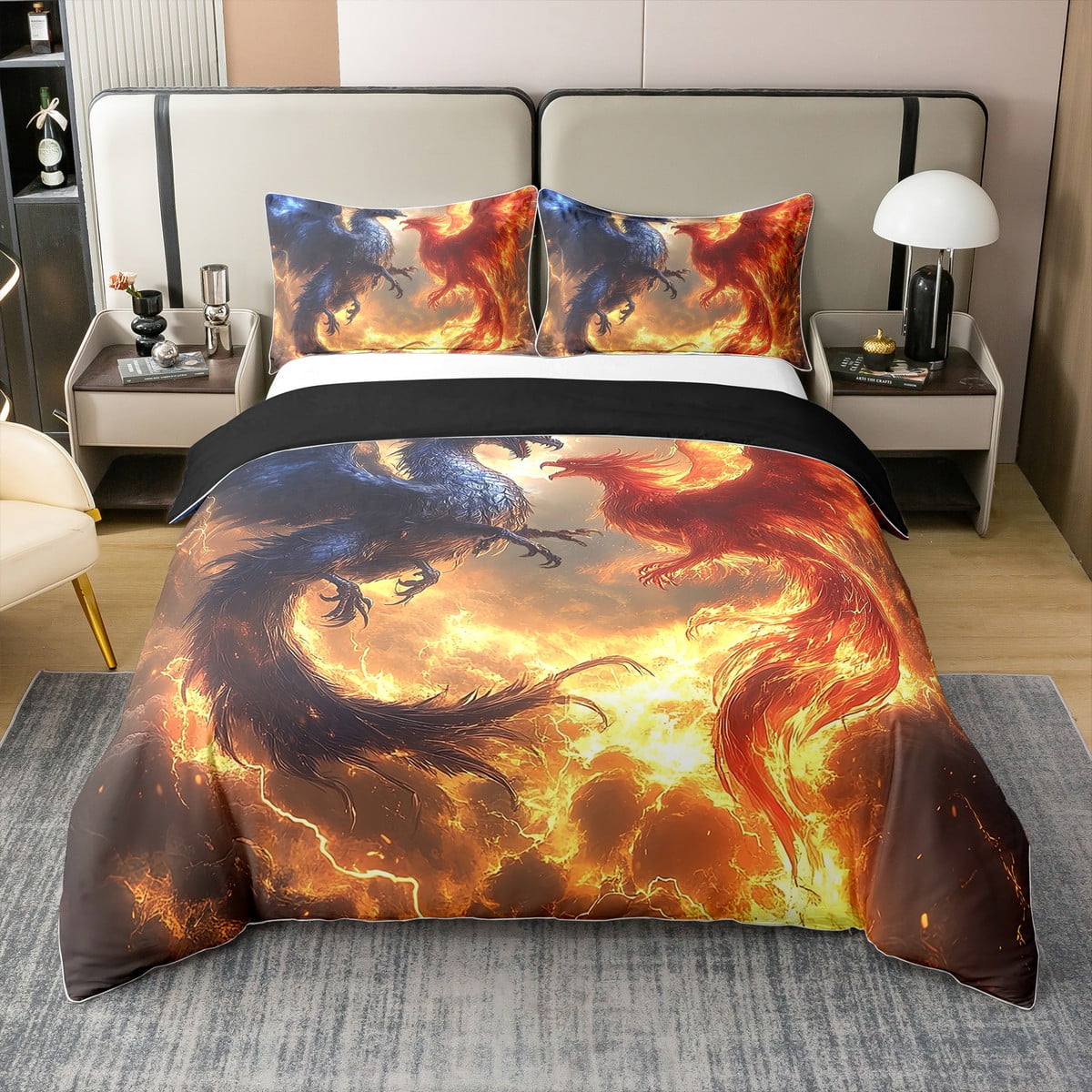 Dragon Phoenix 100% Cotton Duvet Cover Full for Kids Teens Adult ...