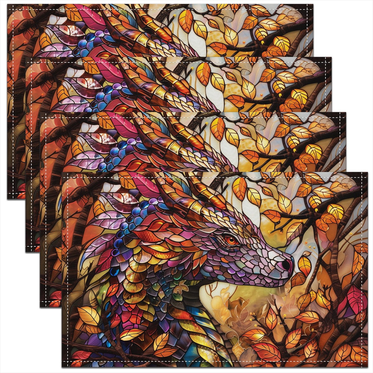 Dragon Placemats 12"x18",Western Dragon Scales Gothic Animal Table Mats ...