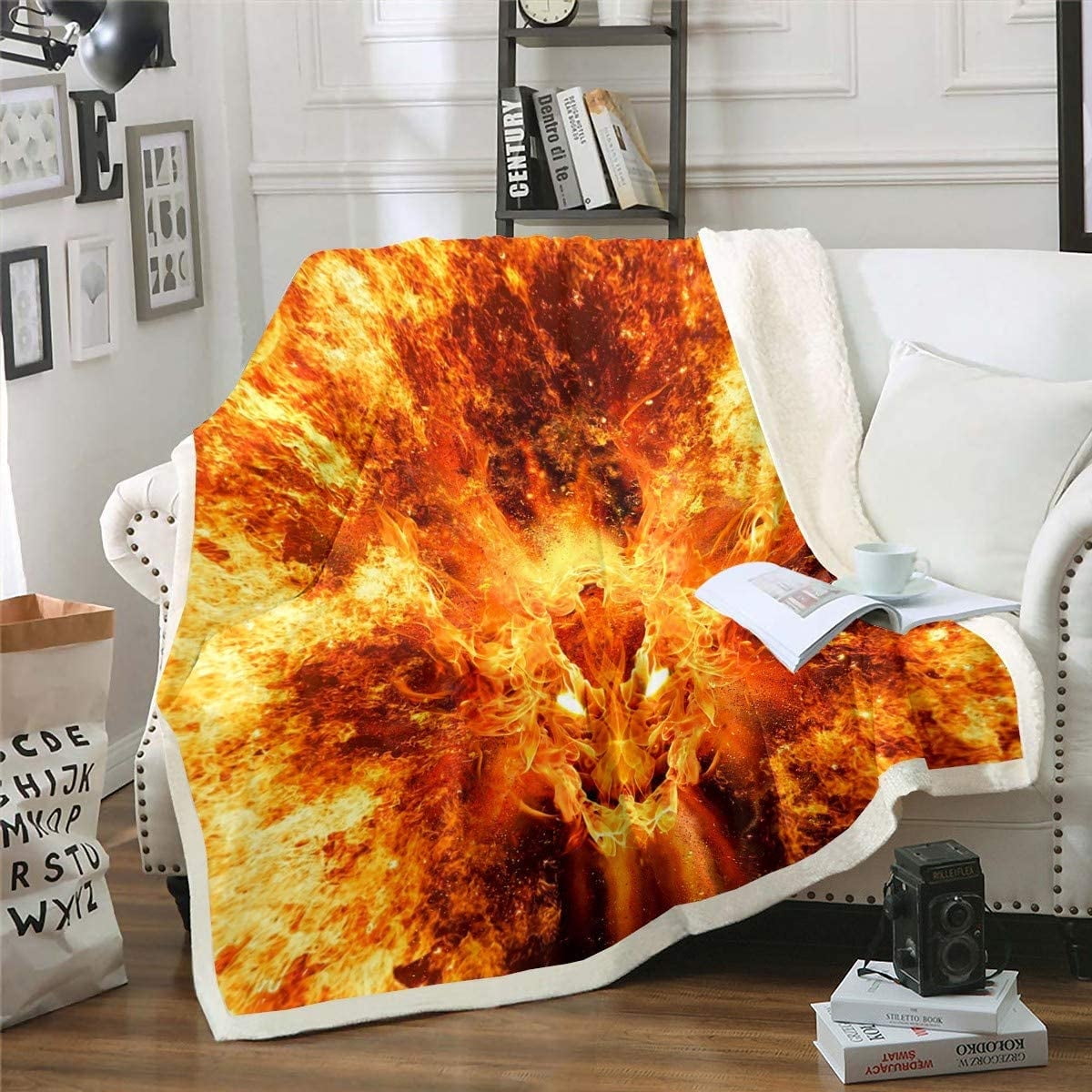 Dragon Plush Blanket Flames Dragon Fleece Throw Blanket for Kids Boys ...