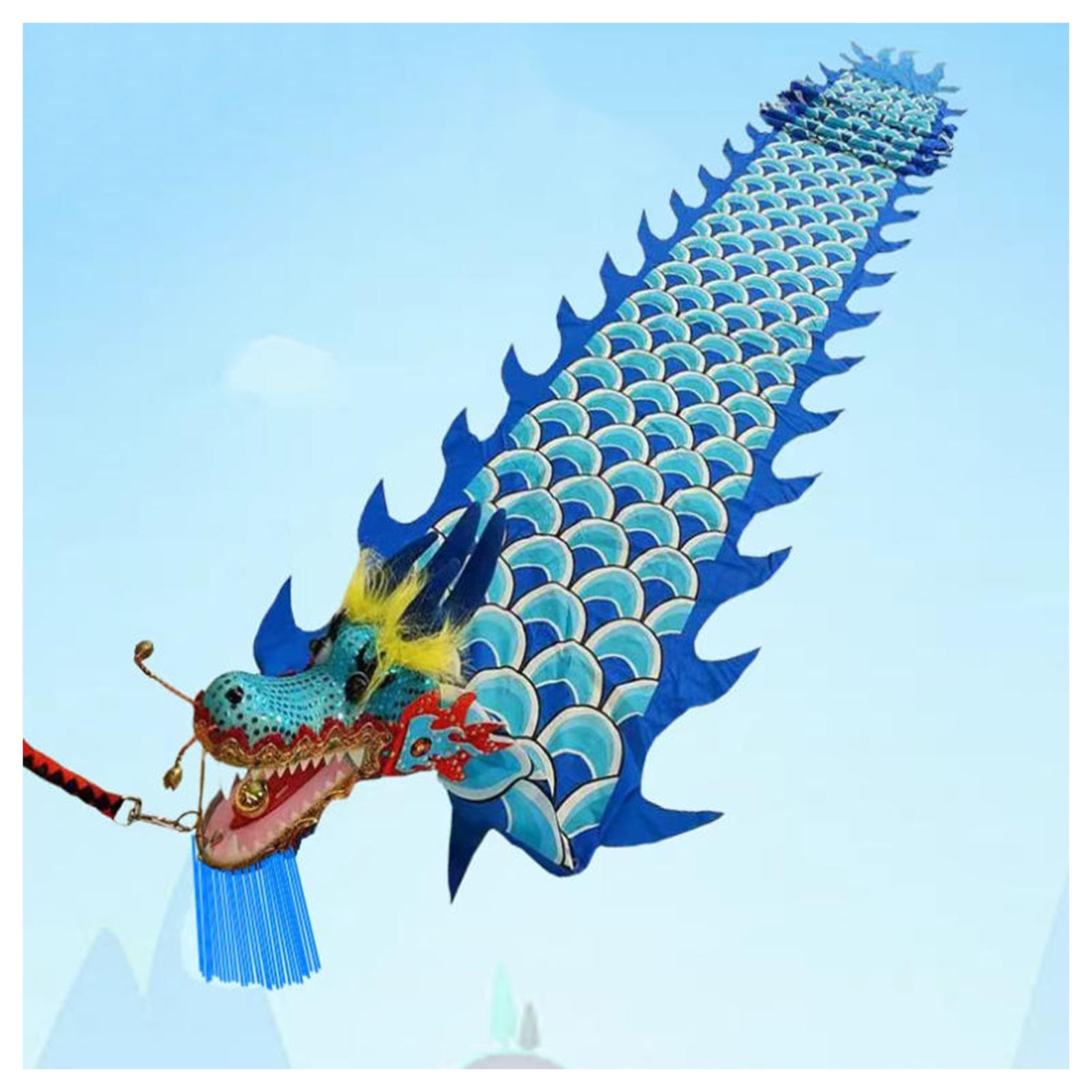 Dragon Poi with Head and Swing Rope Combination, 3D Chinese Silk Dragon ...