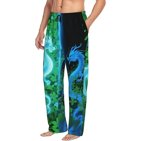 Dragon Print Men's Polyester Full-width print Lounge Pants, Soft ...