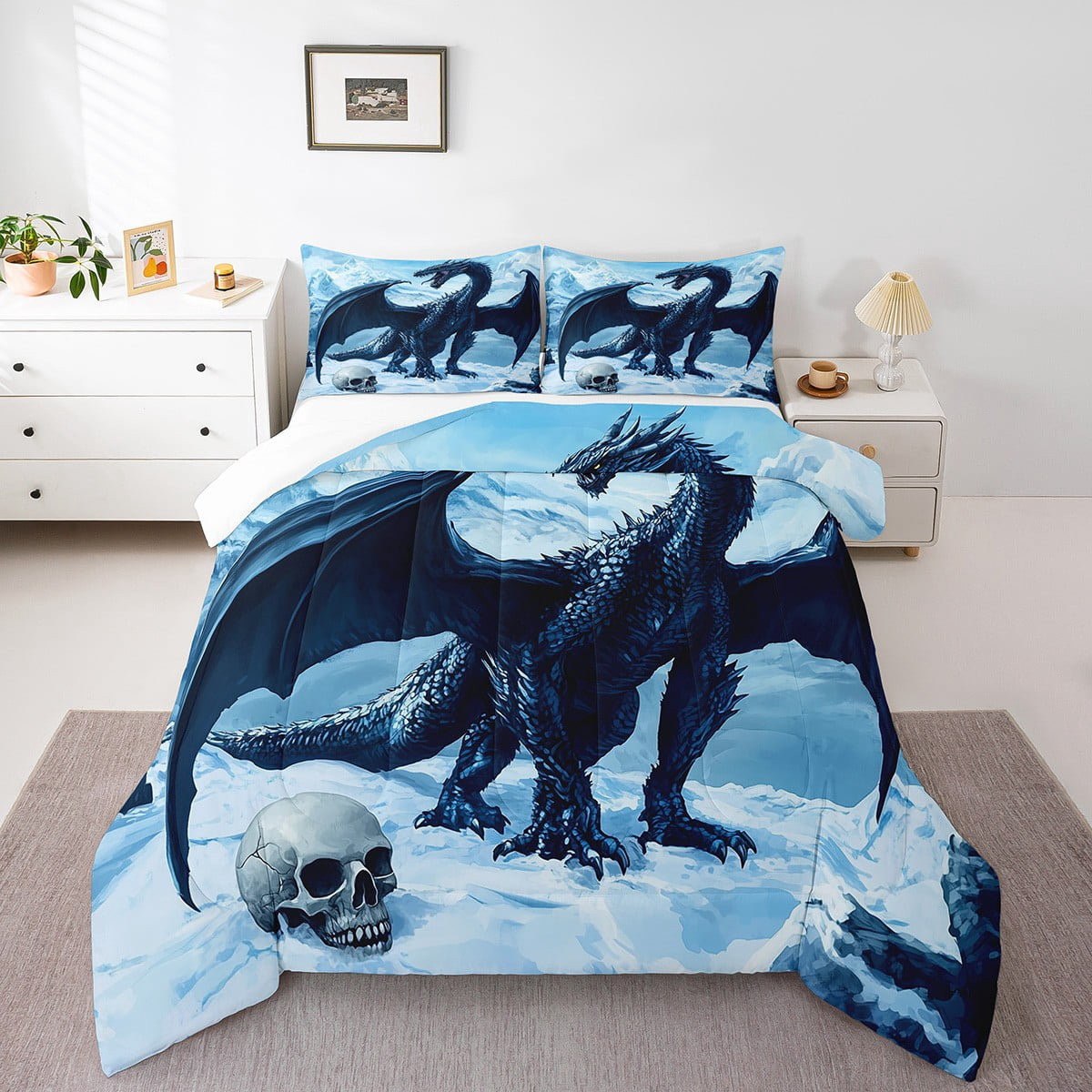 Dragon Queen Comforter Set Magical Dragon Down Comforter,Gothic Skull ...