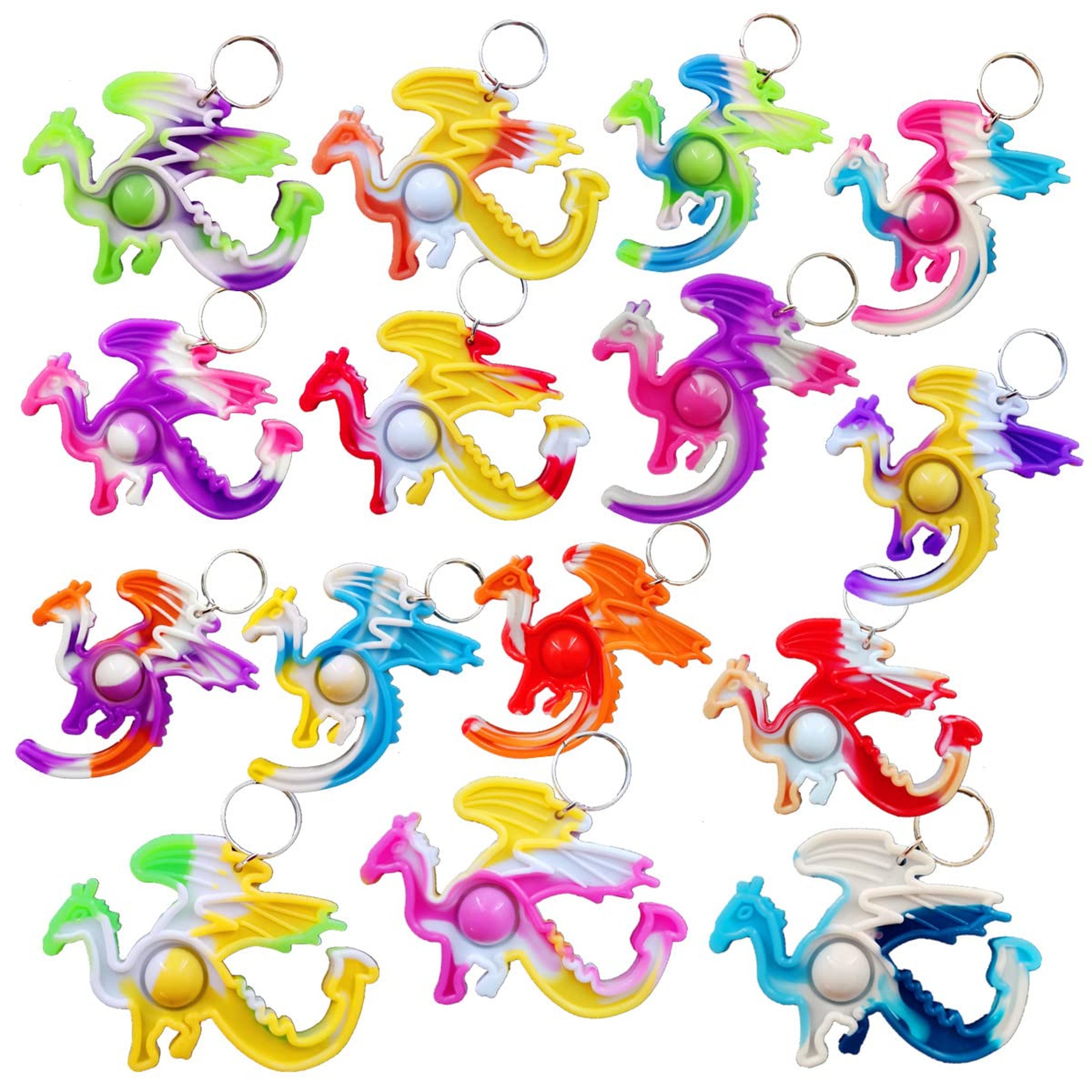Dragon Raptor Rainbow Bubble Fidget Keychain Packs - Fun Mini Backpack ...