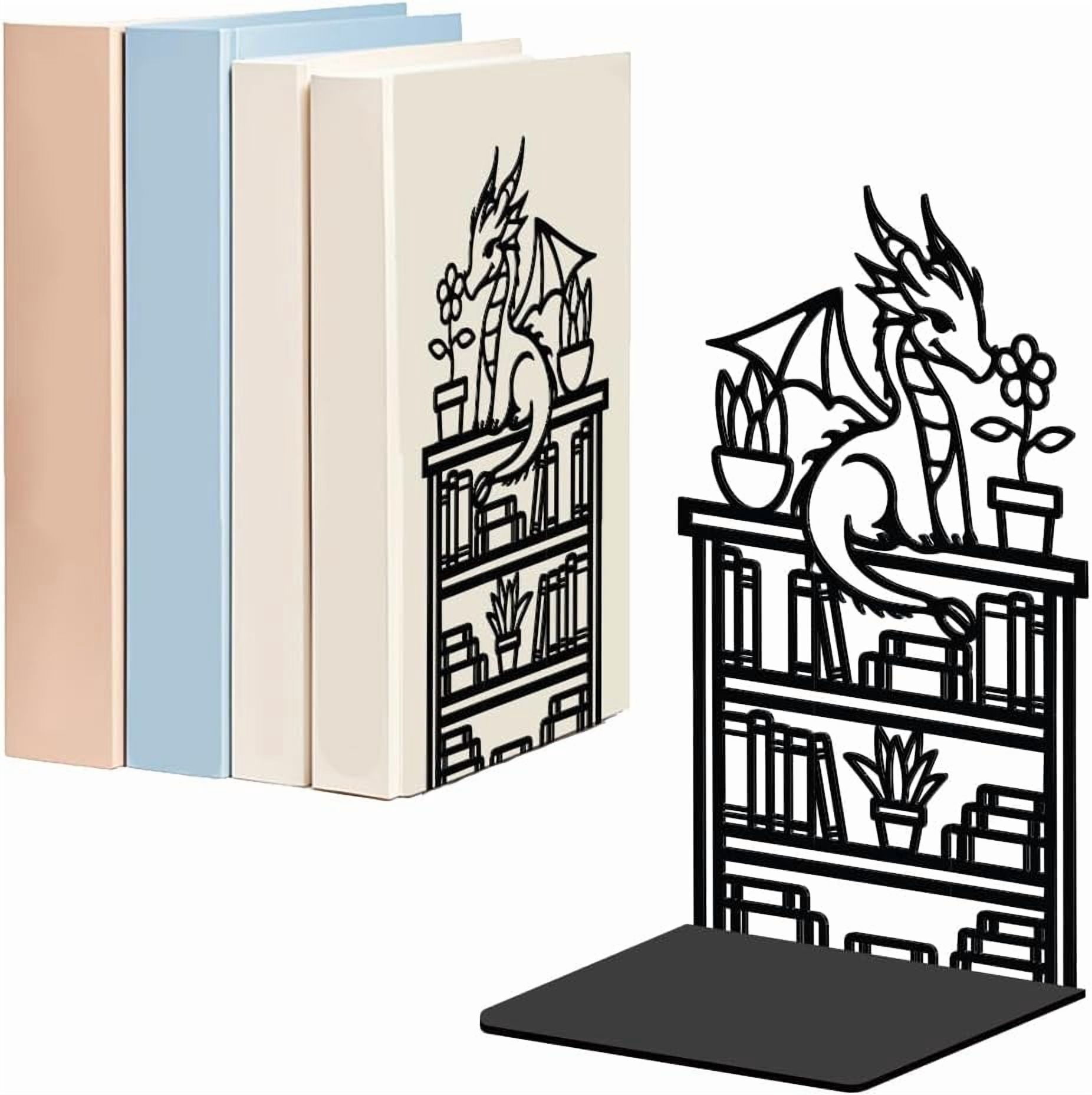 Dragon Reading Book Metal Bookends for Shelves Decorative 1 Pair Heavy ...