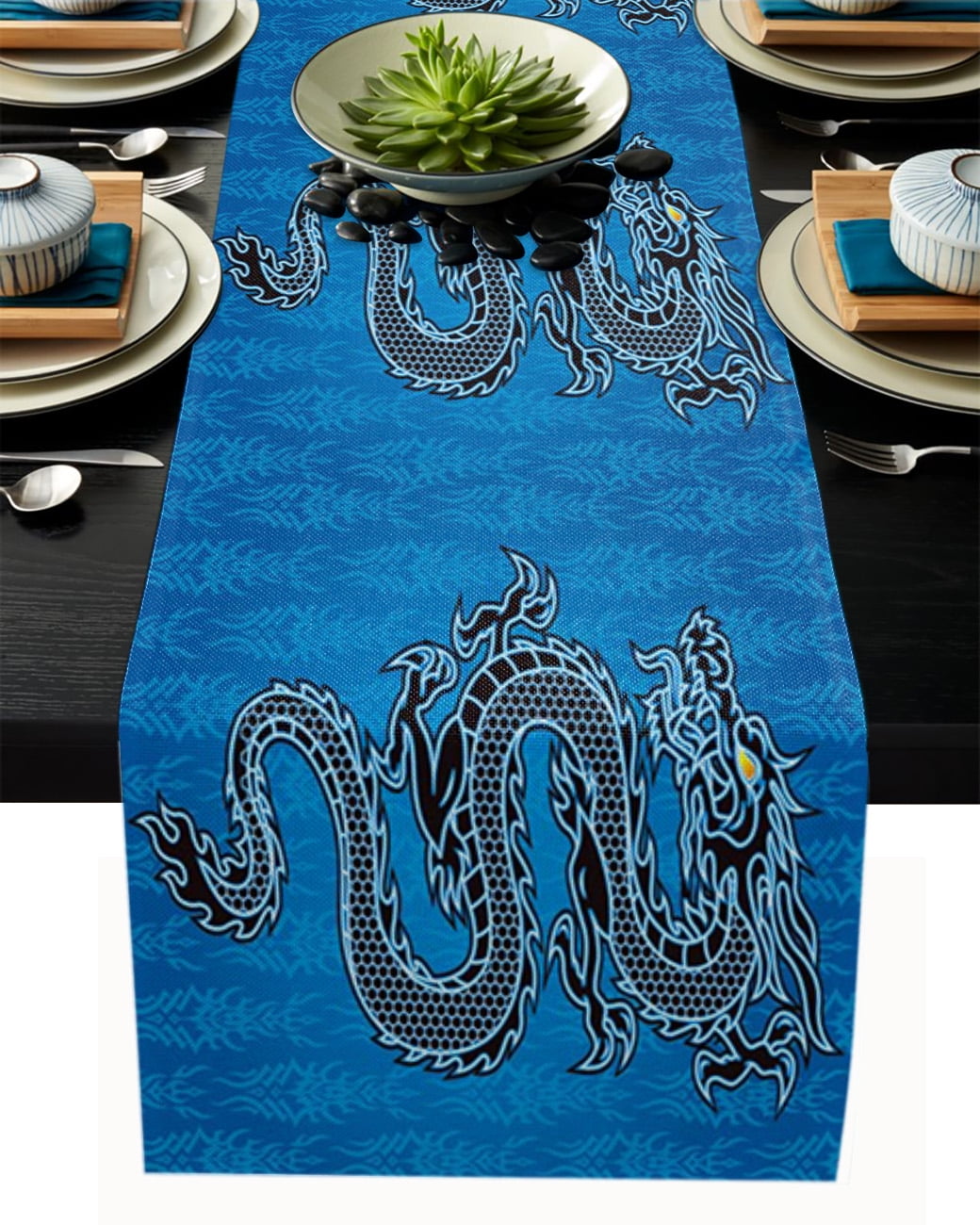Dragon Red Background Table Runner Cotton Linen Wedding r Tablecloth ...