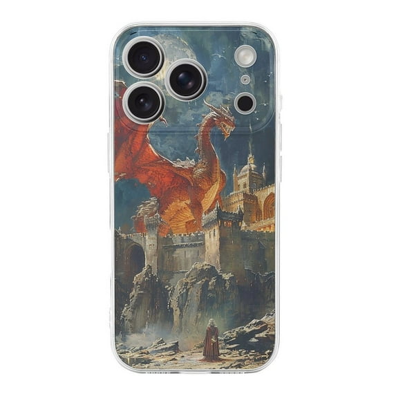 Dragon Red Medieval Magic Castle Art Transparent TPU Case for iPhone 17 ...