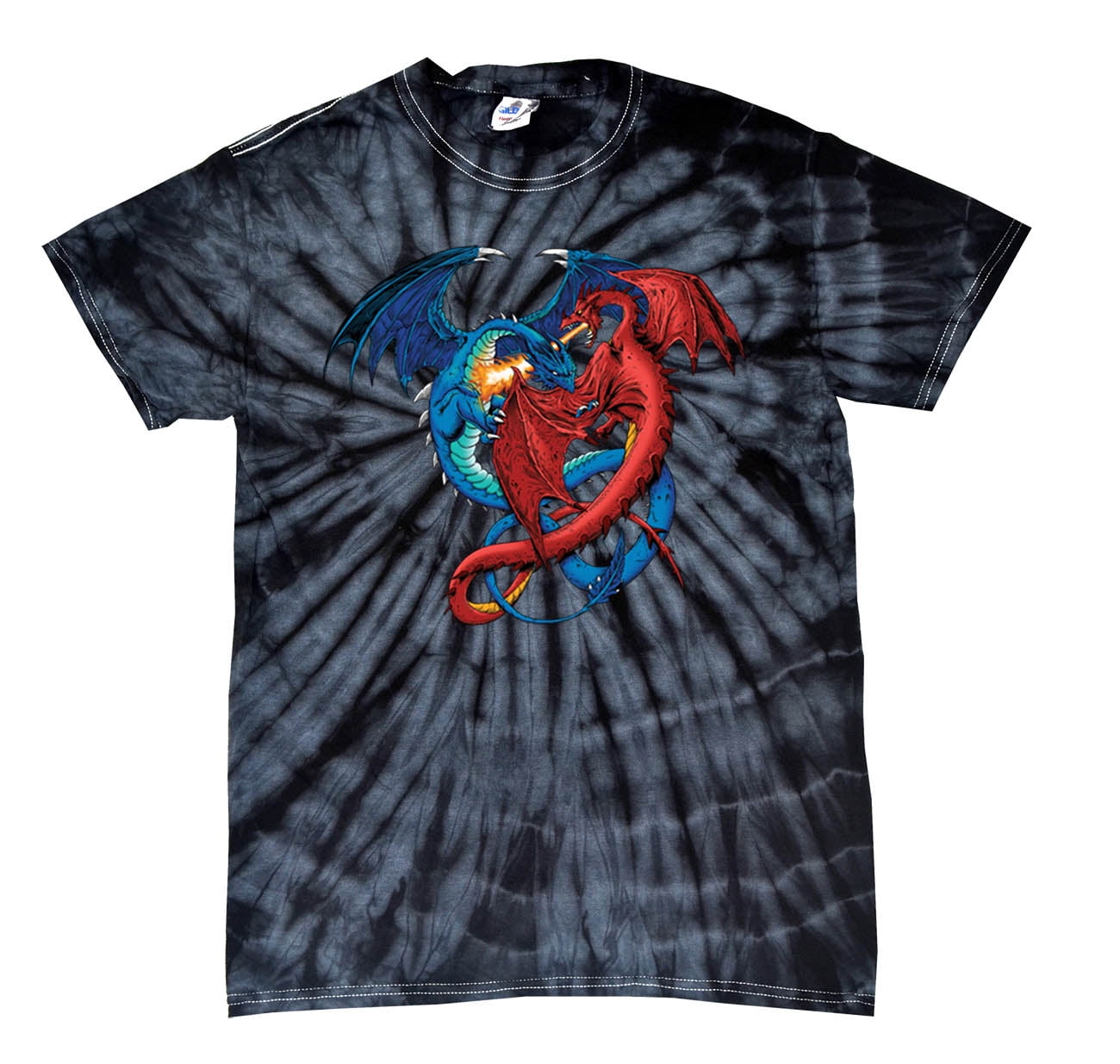 Trenz Shirt Company Dragon Red and Blue Fighting Fantasy Mythical Fire ...