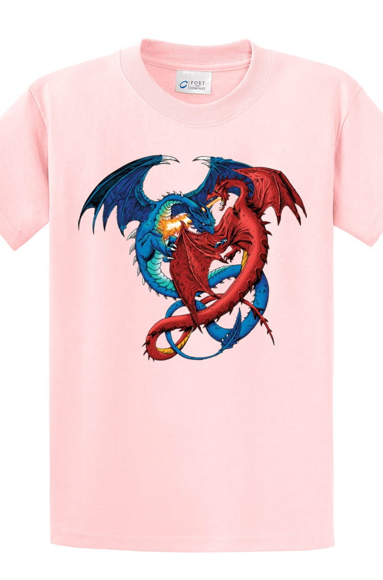 Dragon Red and Blue Dragons Fighting Fantasy Mythical Mother Draco Fire ...