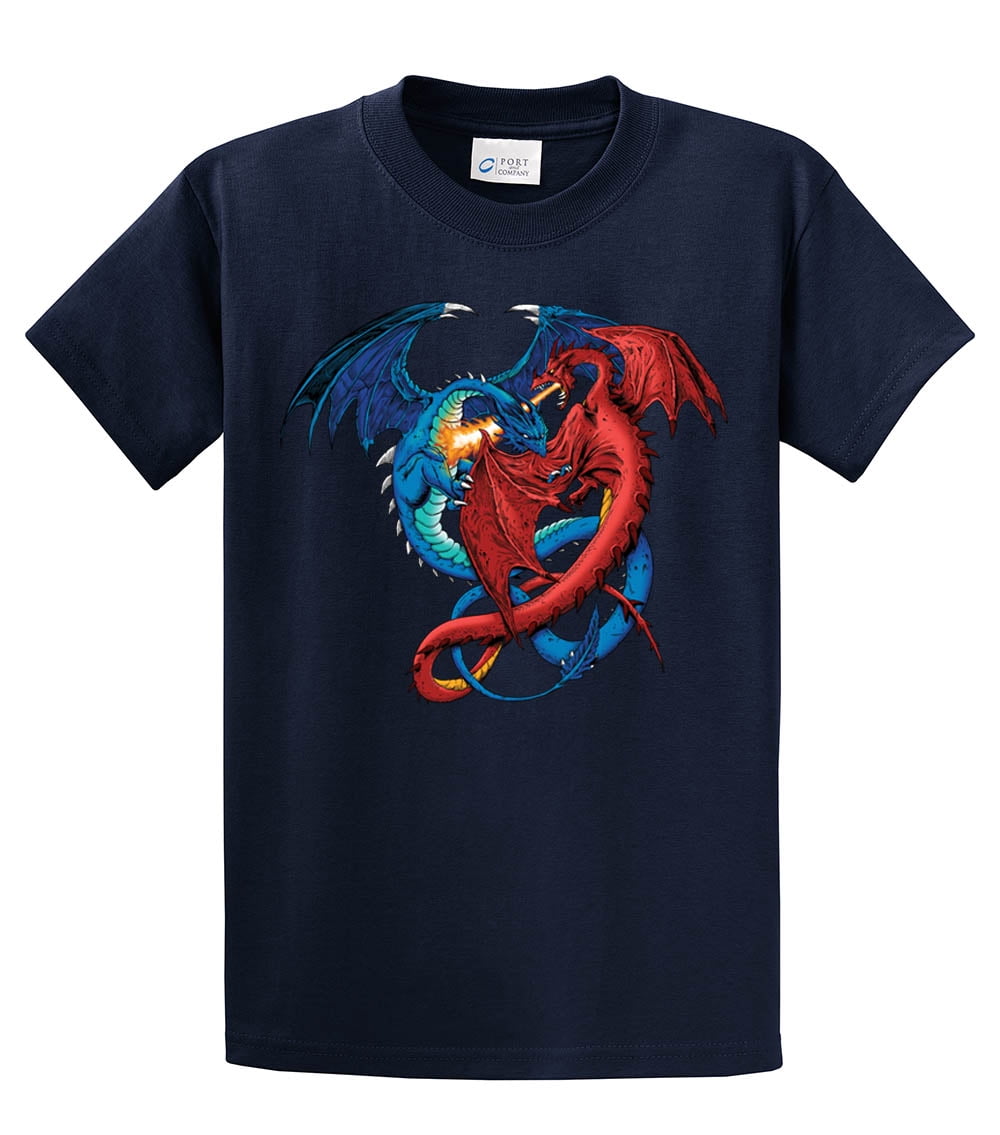Dragon Red and Blue Dragons Fighting Fantasy Mythical Mother Draco Fire ...