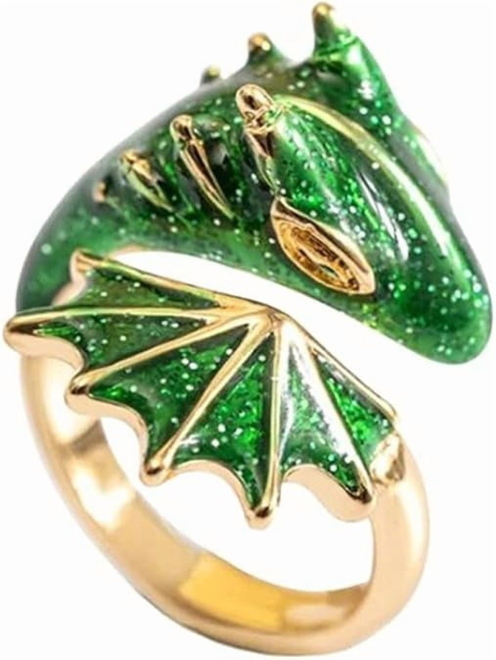 Dragon Ring Glitter Ouroboros Snake Serpent Silver Resize-able Ring ...