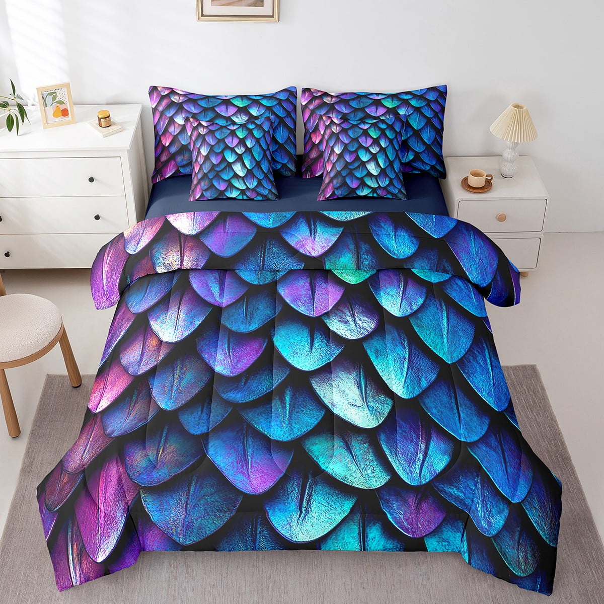 Dragon Scale 7 Piece Comforter Set Full Bed in a Bag Wild Animal Skin ...