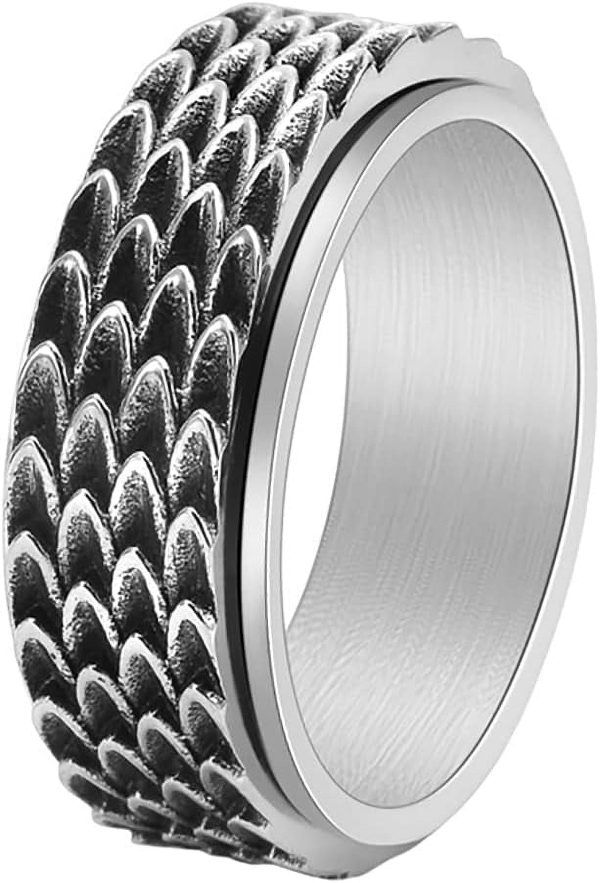 Dragon Scale Anxiety Ring for Men Cool Stainless Steel Snake Dragon ...