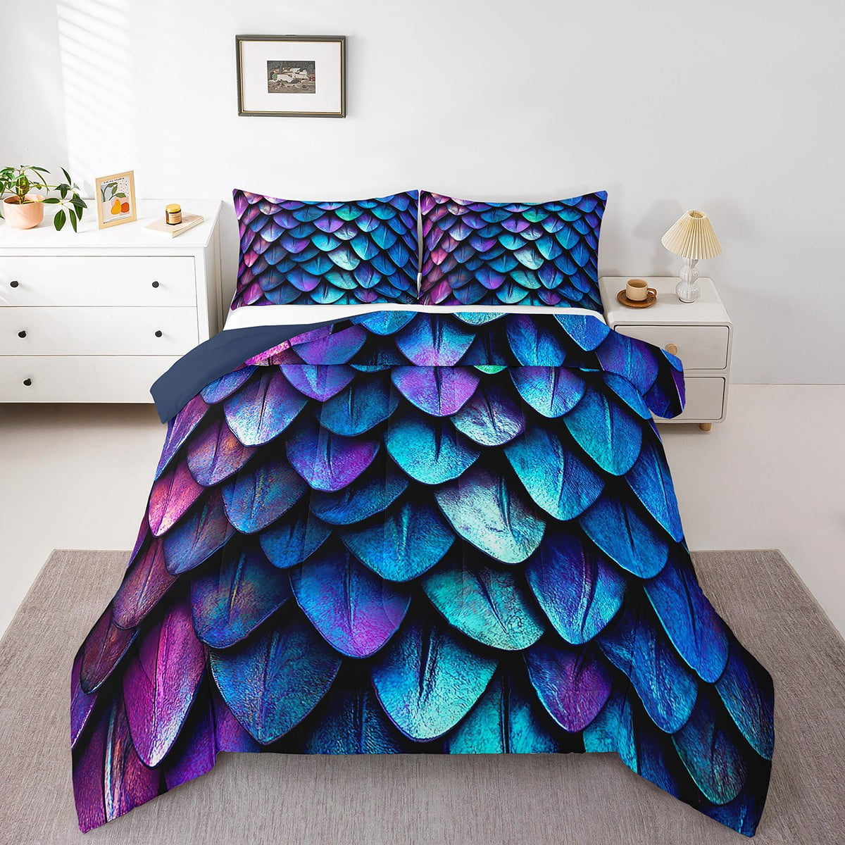 Dragon Scale Comforter Set Wild Animal Skin Gothic Queen Bedding Sets ...