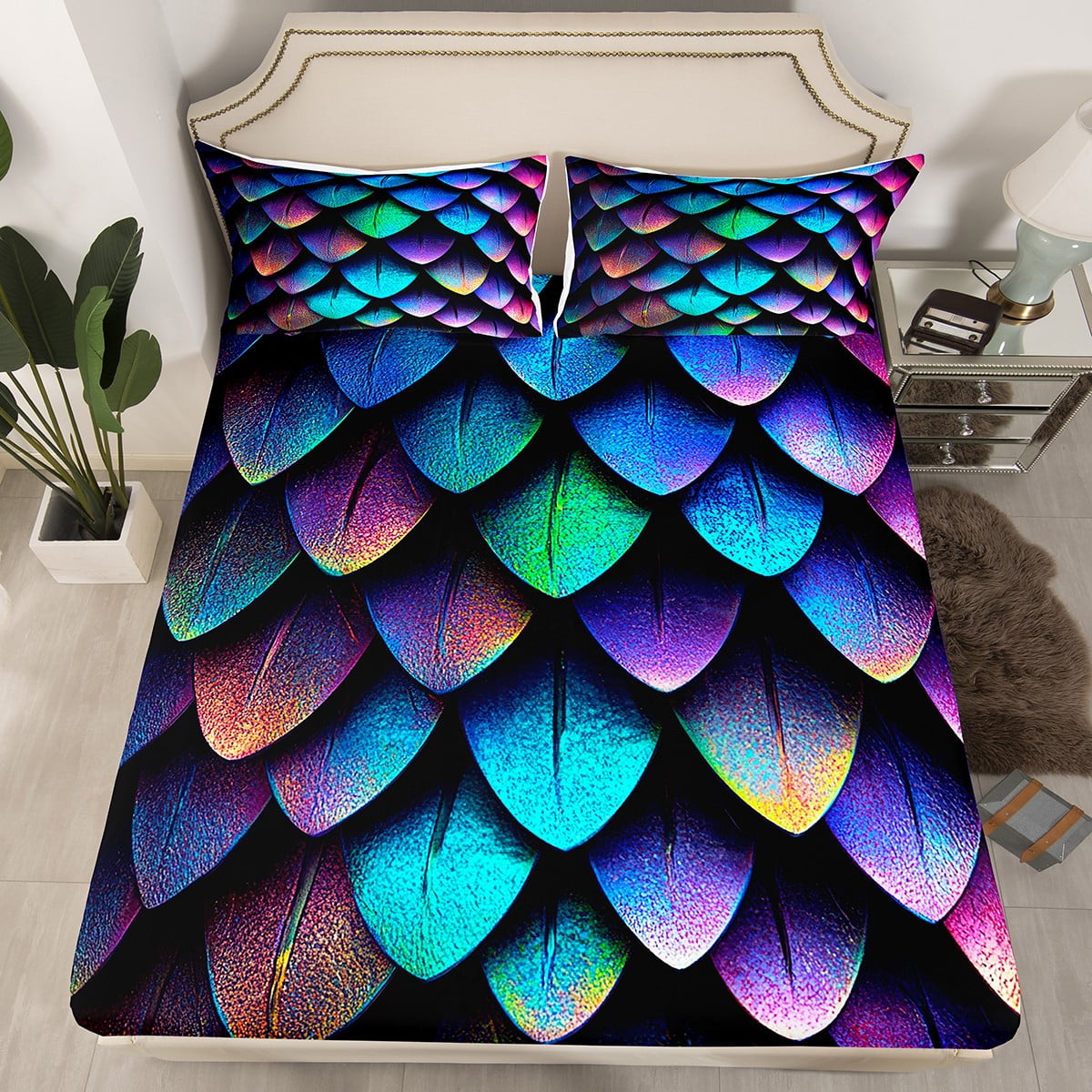 Dragon Scale Fitted Sheet Wild Animal Hide Gothic Sheets,Exotic Goth ...