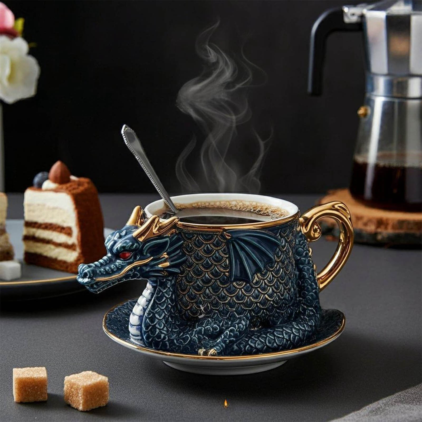 Dragon Shaped Coffee Cup,Handmade Ceramic Mug with Dragon Figure ...