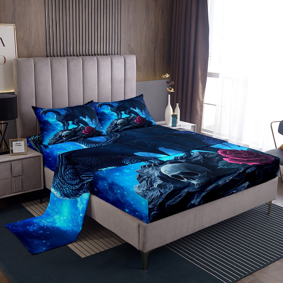 Dragon Sheets Trible Dragon Magical Bed Sheets Set Teens,Galaxy Skull ...